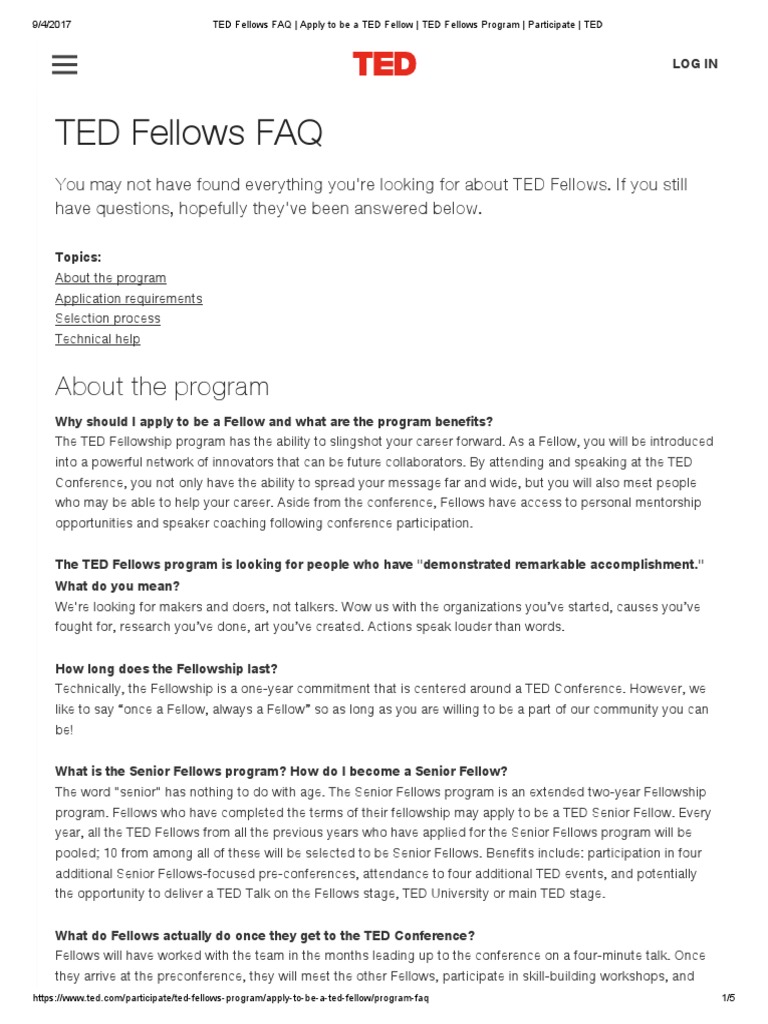 JULY-SEPT 2019 - TED Fellows FAQ - Apply To Be A TED Fellow - TED ...