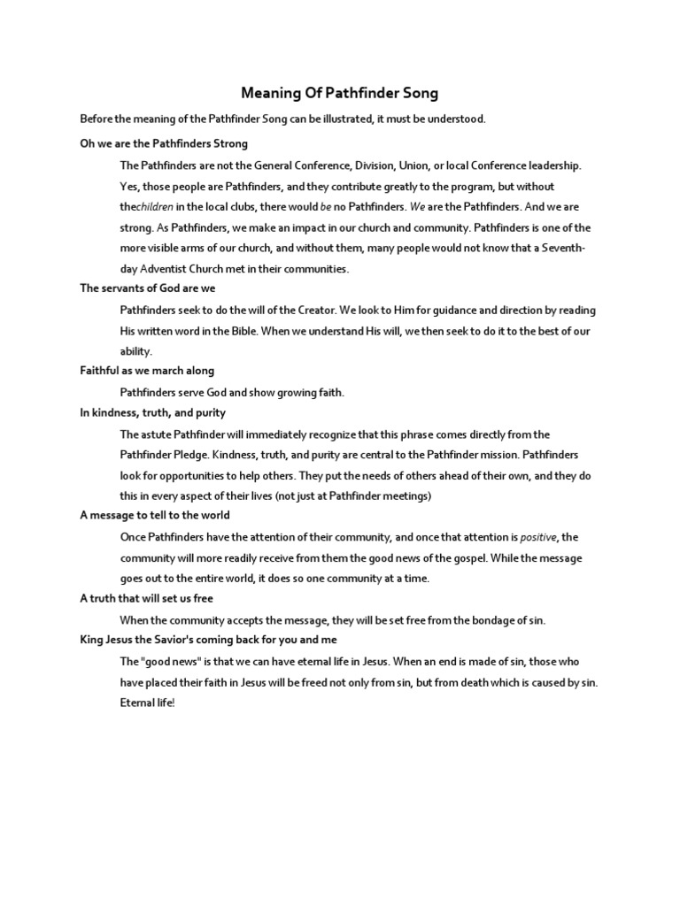 Meaning of Pathfinder Song | PDF