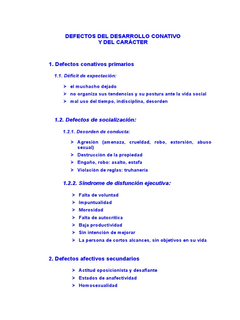 Defectos del Desarrollo Conativo y Afectivo | PDF | Relaciones ...