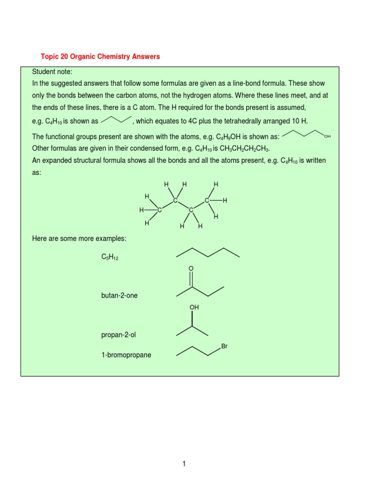 11 - Topic 20 Organic Chemistry Answers | PDF | Chemical Reactions | Ester