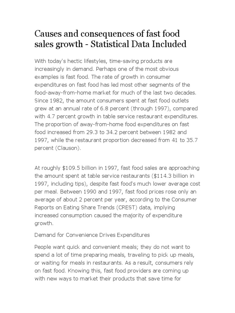 Causes and Consequences of Fast Food Sales Growth | PDF | Food And ...