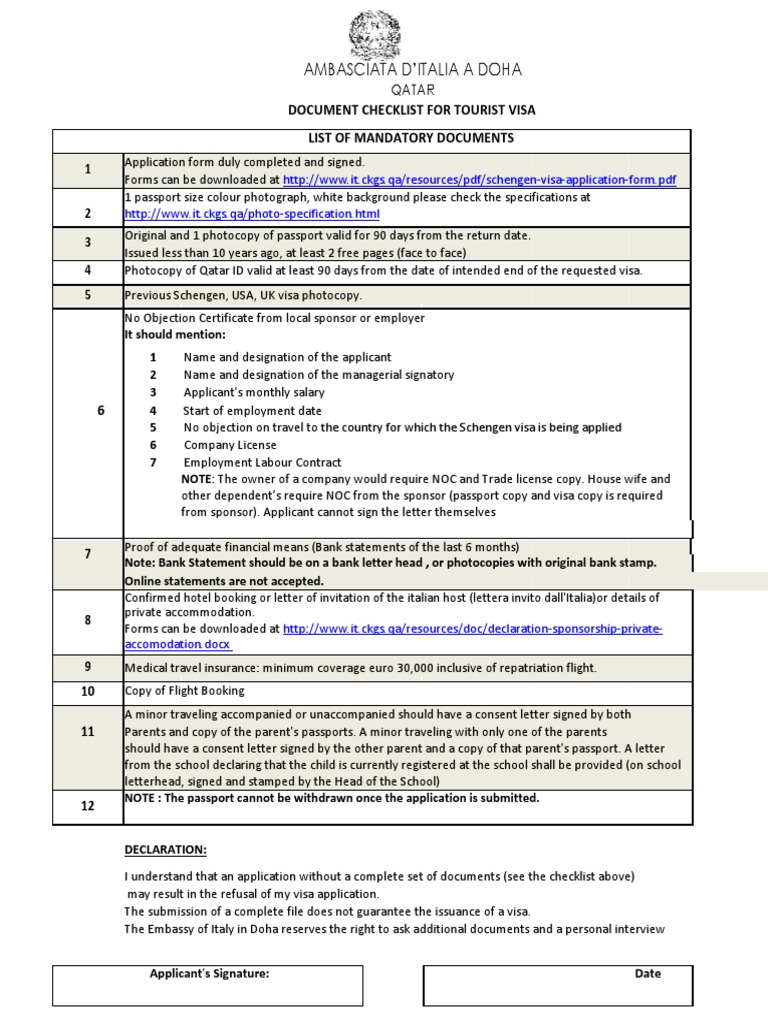 Tourist Visa Checklist | PDF | Travel Visa | Passport