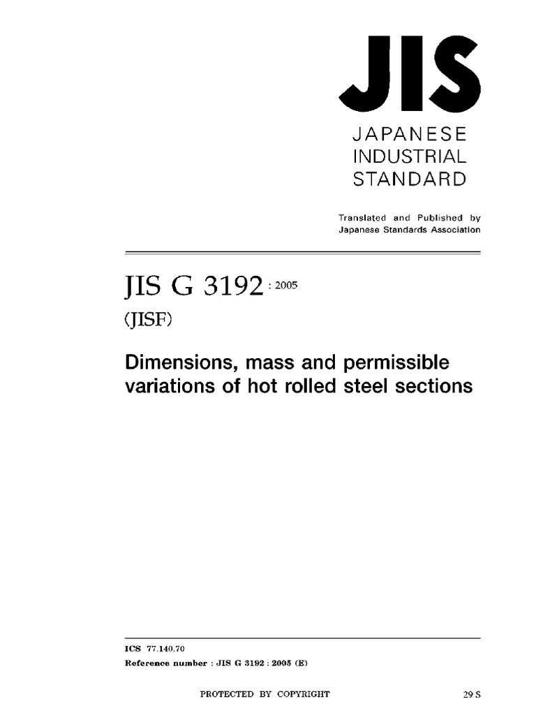 Jis G 3192 | PDF | Engineering Tolerance | Rolling (Metalworking)