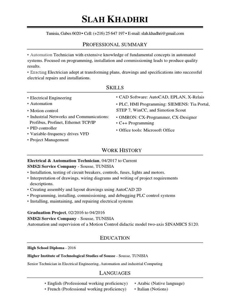 PLC Programer Resume | PDF