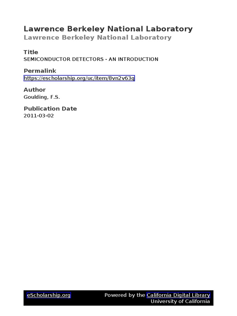 Lawrence Berkeley National Laboratory | PDF | P–N Junction | Semiconductors