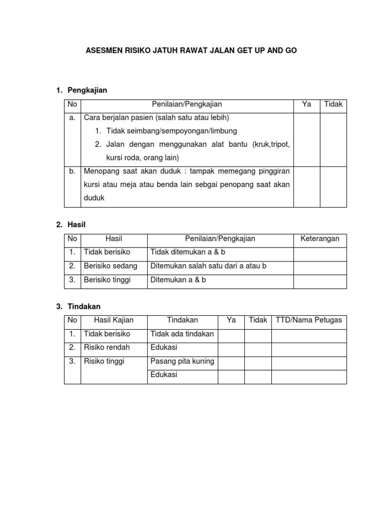 Form Asesmen Risiko Jatuh Rawat Jalan Get Up and Go | PDF
