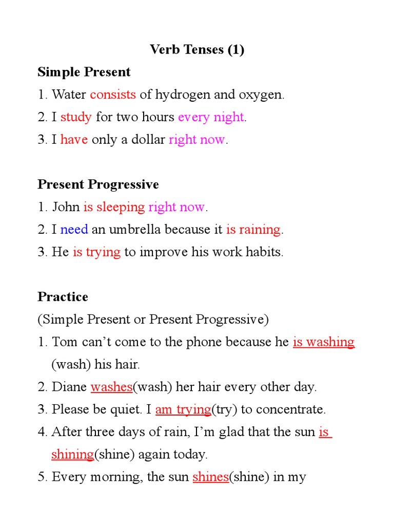 Consists Study Have: Verb Tenses (1) Simple Present | PDF | Languages