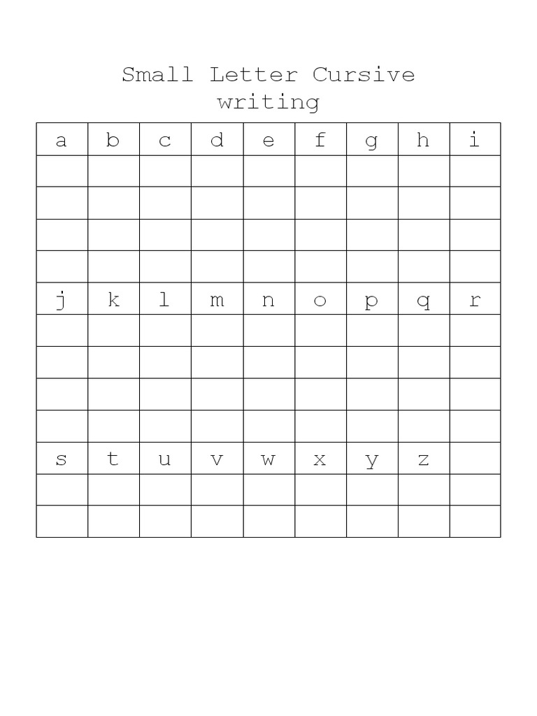 Practice Cursive Small Alphabets | PDF