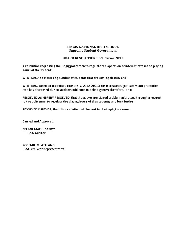 SSG Resolution | PDF | Virtue | Public Sphere