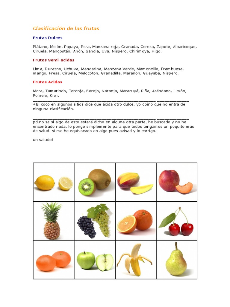 Clasificación de Las Frutas | PDF | Vitamina | Cereales
