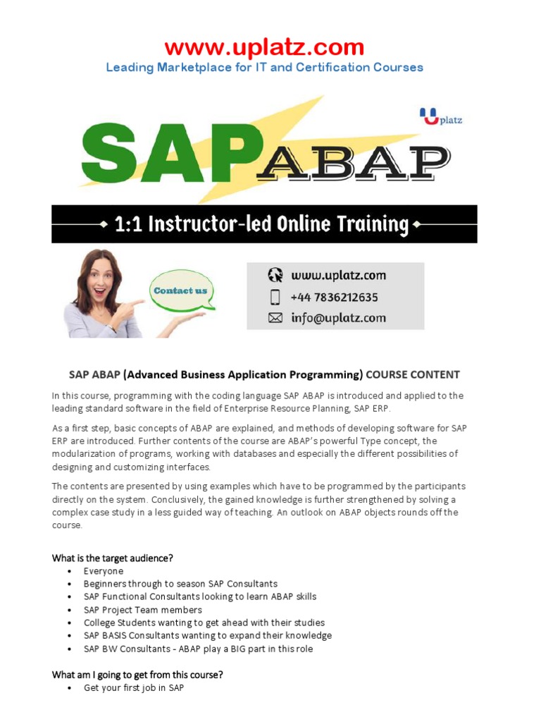 Leading Marketplace For IT and Certification Courses: Sap Abap Course Content | PDF | Software ...