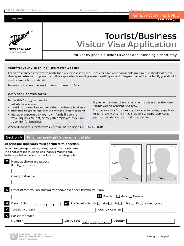 Visa Application Form New Zealand | PDF | Cheque | Travel Visa