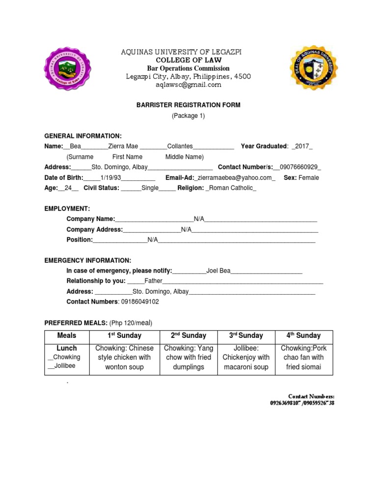 P 1 Barrister Registration Form | PDF | Common Law | Virtue