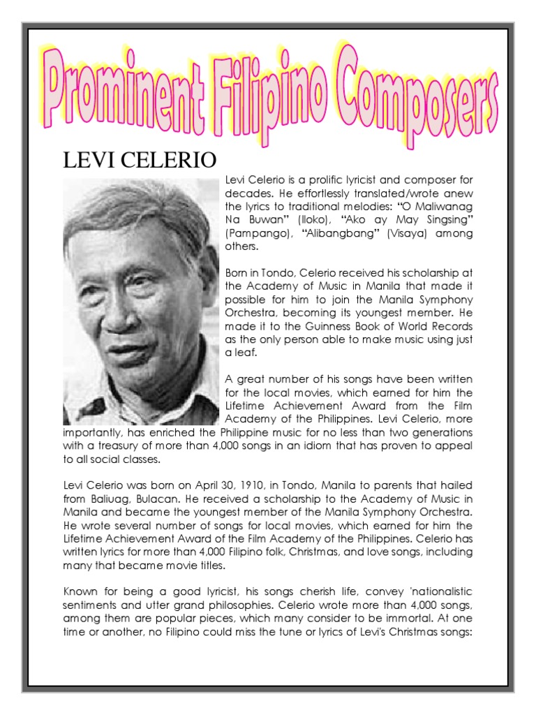 Prominent Filipino Composer | PDF | Entertainment | Performing Arts