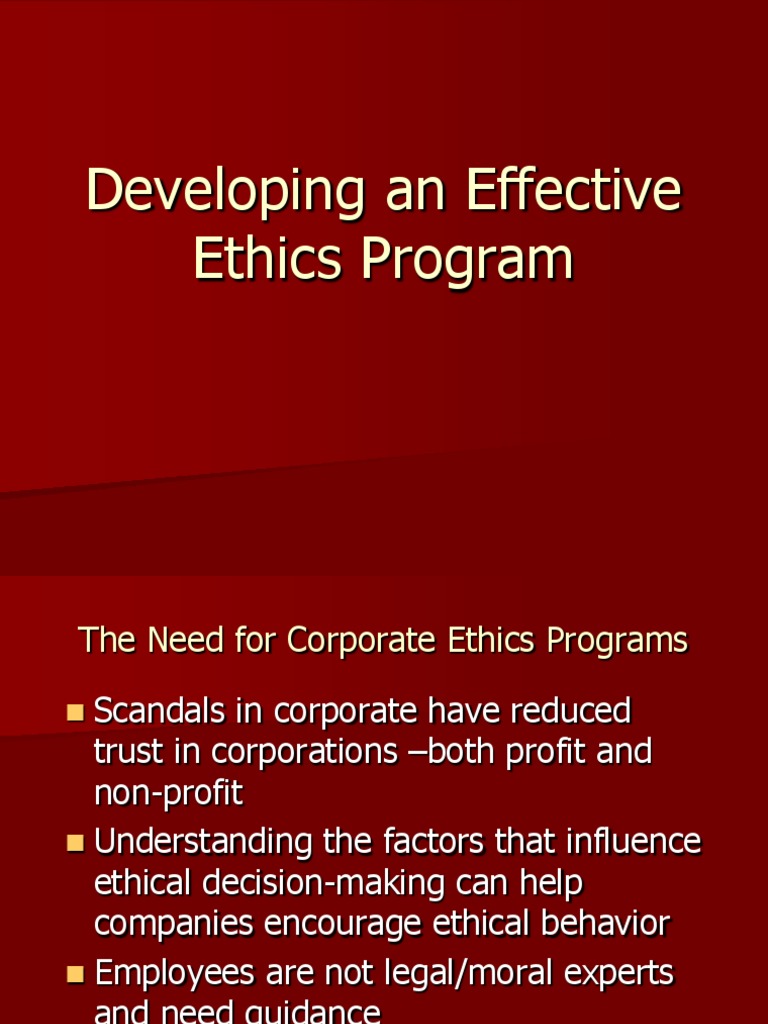 Developing An Effective Ethics Program | Download Free PDF | Regulatory ...