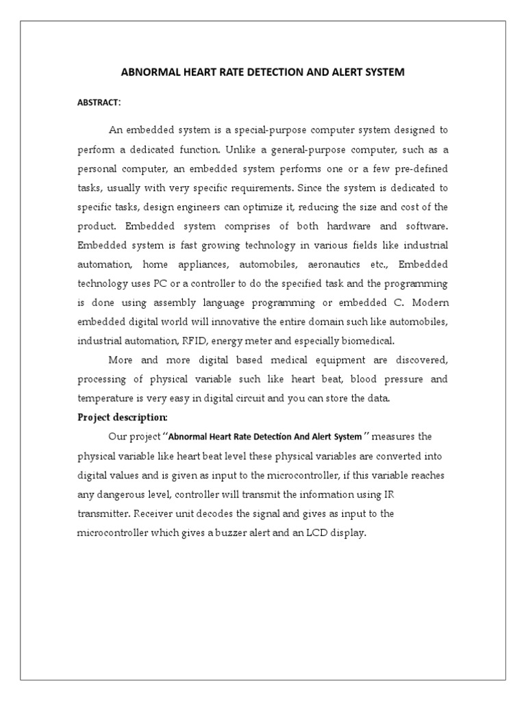 Abnormal Heart Rate Detection and Alert System | PDF