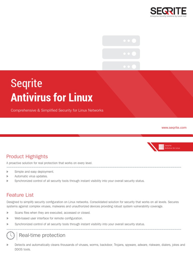 Seqrite Antivirus For Linux Datasheet | PDF | Computer Virus | Antivirus Software