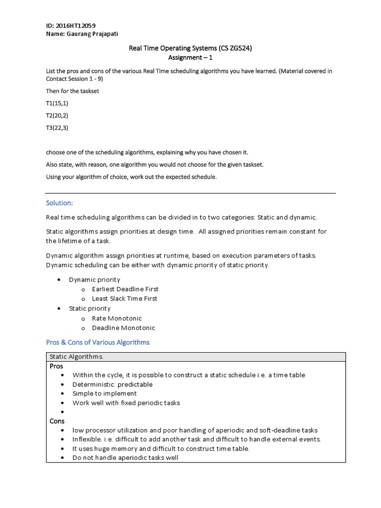 Real Time Scheduling Algorithms Pros And Cons Pdf Scheduling Computing Applied Mathematics 5671