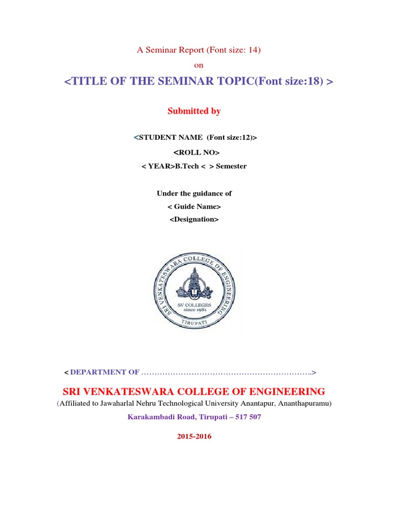 Modified Seminar Report Template | PDF