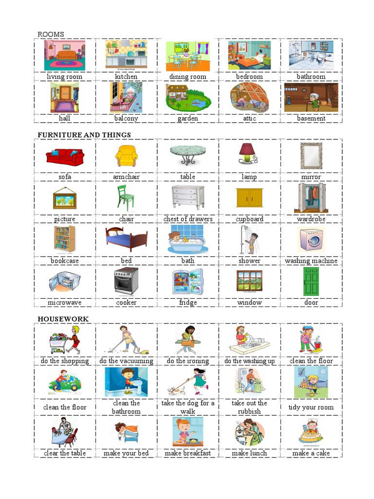 HOUSE (Rooms and Furniture) PICTIONARY | PDF