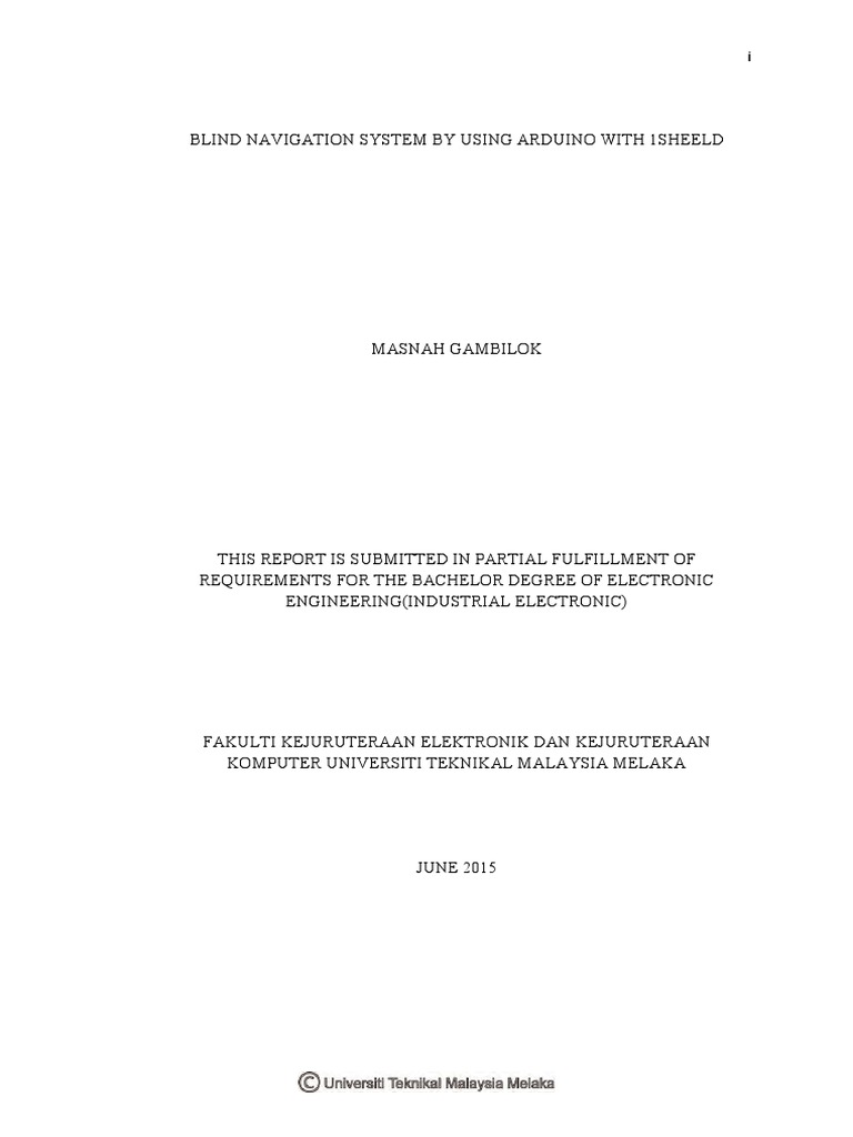 Blind Navigation System by Using Arduino With 1sheeld | PDF | Visual ...