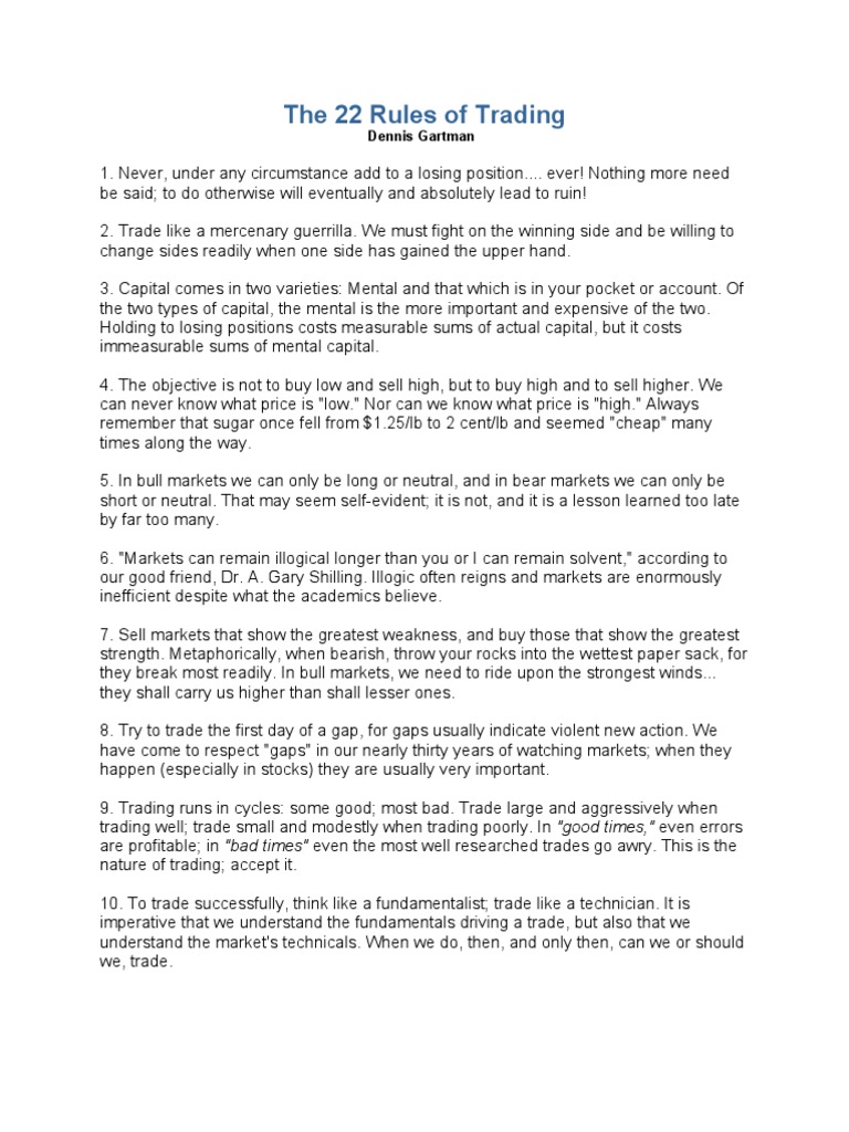 The 22 Rules of Trading | PDF | Market Trend | Economies