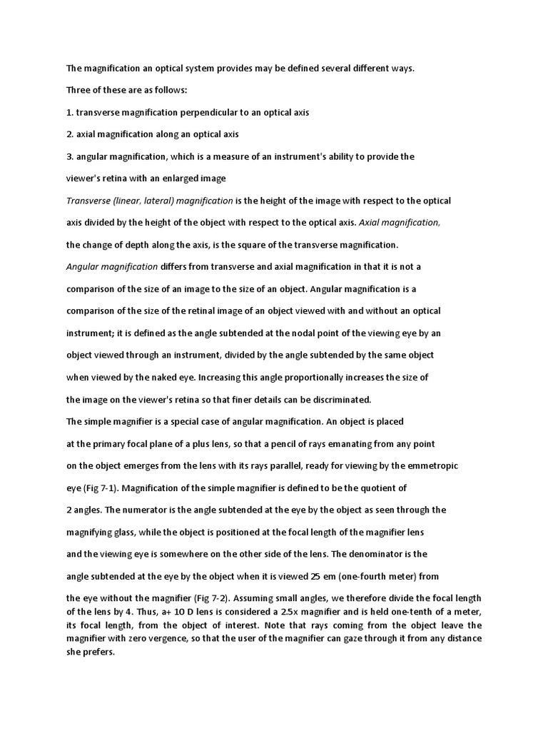 Optical Magnification: Defining and Comparing Transverse, Axial, and ...