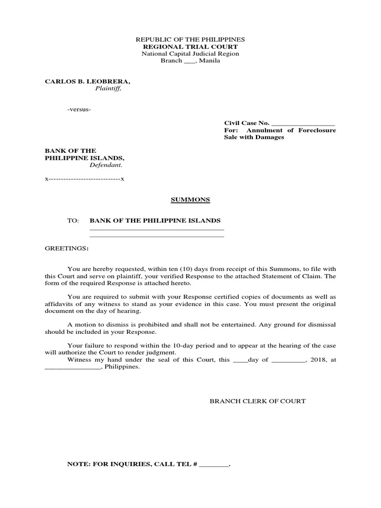 Summons | PDF | Summons | Lawsuit