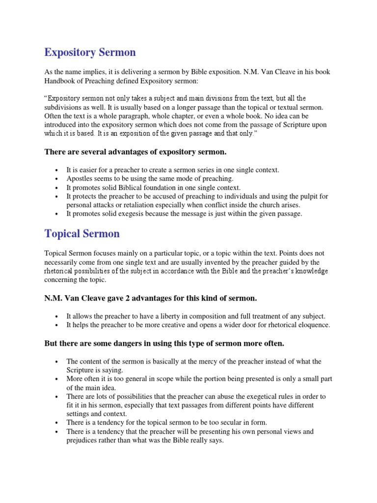 Expository Sermon | PDF | Expository Preaching | Sermon