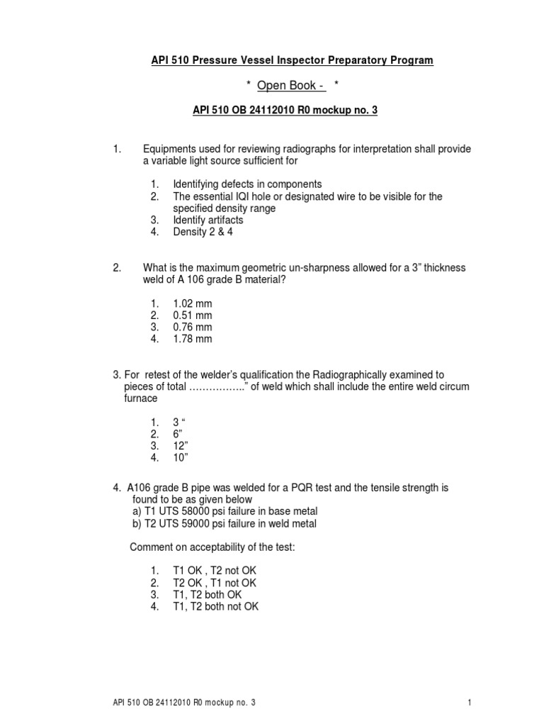 API 510 Pressure Vessel Inspector Mockup | PDF | Welding | Construction