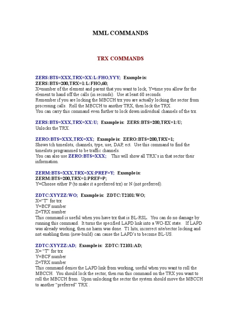 MML Commands | PDF | General Packet Radio Service | Electrical Engineering
