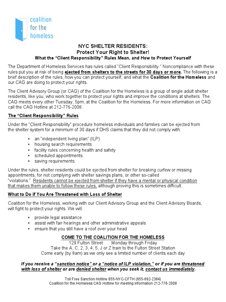 Client Responsibility Flyer 2014 | PDF | Homelessness | Justice