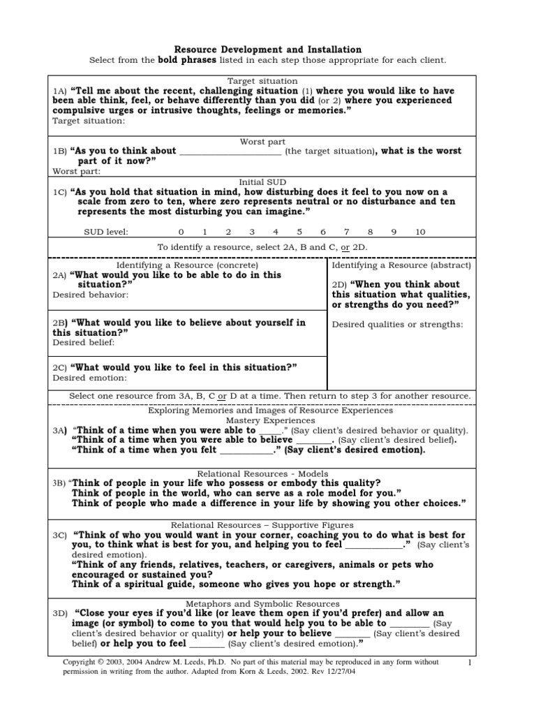 RDI Template | PDF | Eye Movement Desensitization And Reprocessing ...