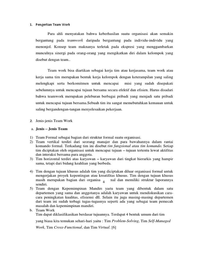 Memahami Konsep dan Jenis Team Work | PDF