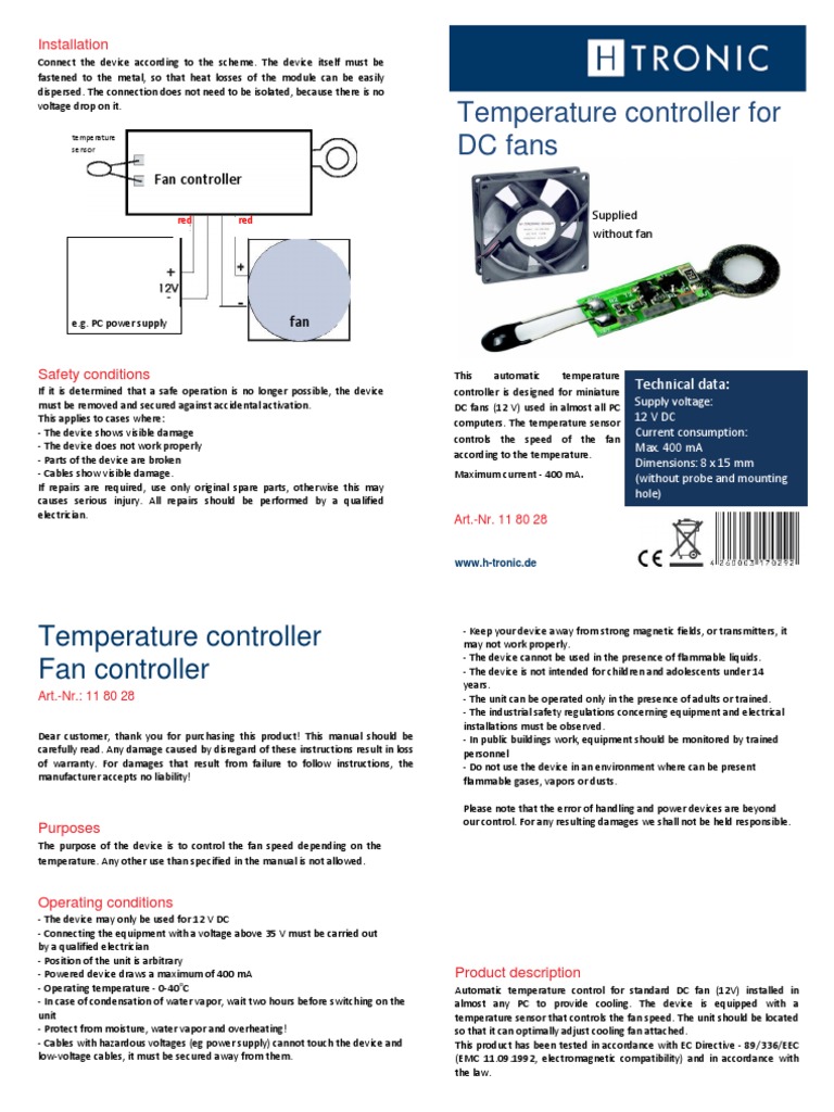Temperature Controller For DC Fans | PDF | Electromagnetic ...