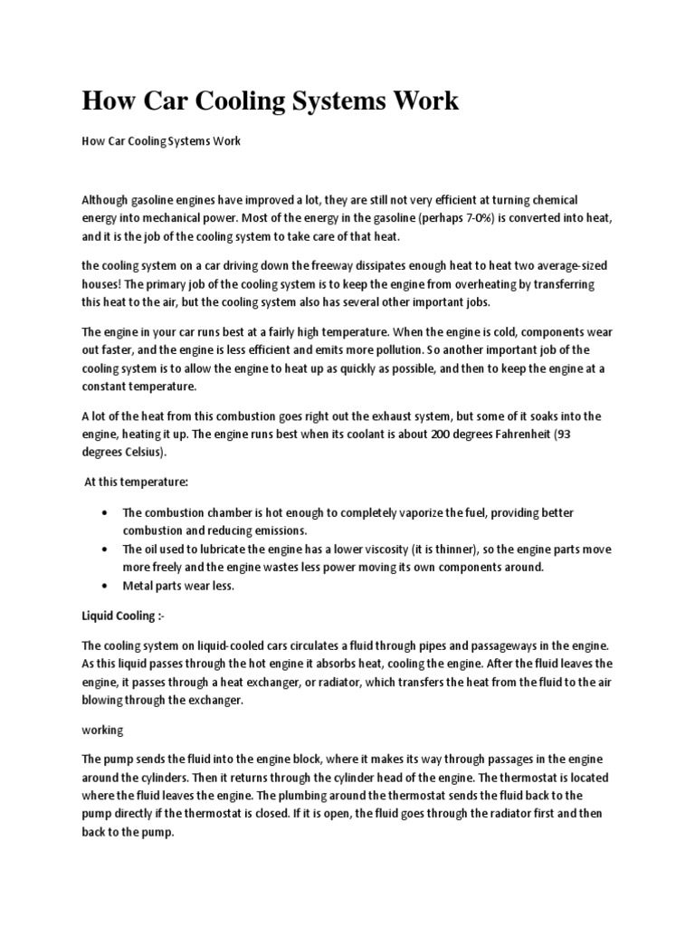 How Car Cooling Systems Work Pdf Thermostat Engines