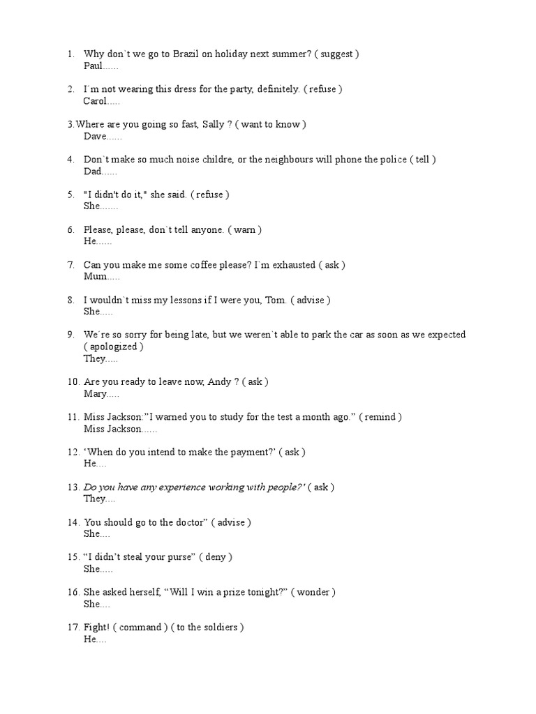 Reported Speech Bach | PDF