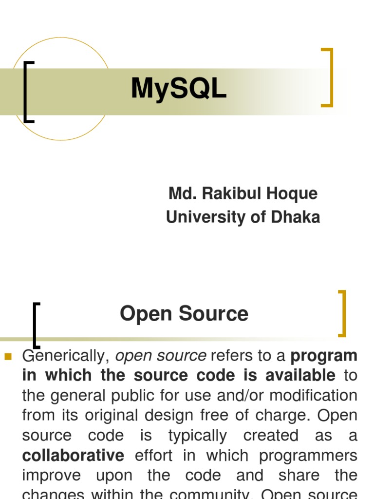 Mysql: Md. Rakibul Hoque University of Dhaka | PDF