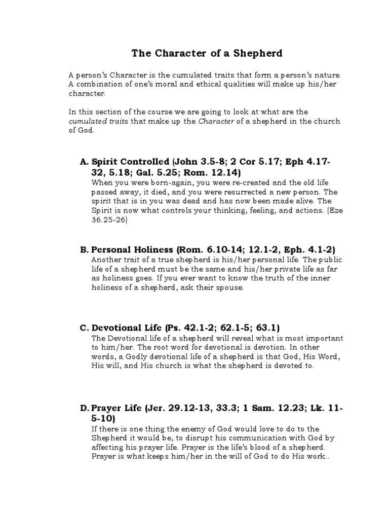 The Character of A Shepherd | PDF | Anointing | Prayer