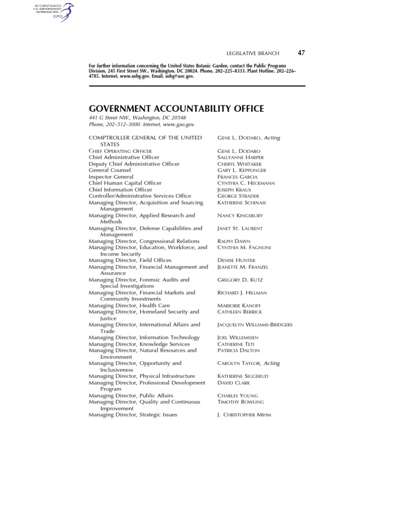 Government Accountability Office: 441 G Street NW., Washington, DC ...