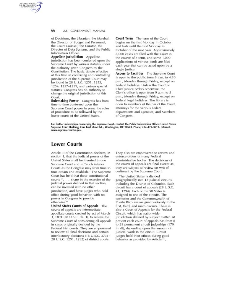 Lower Courts: Court Term The Term of The Court | PDF | United States ...