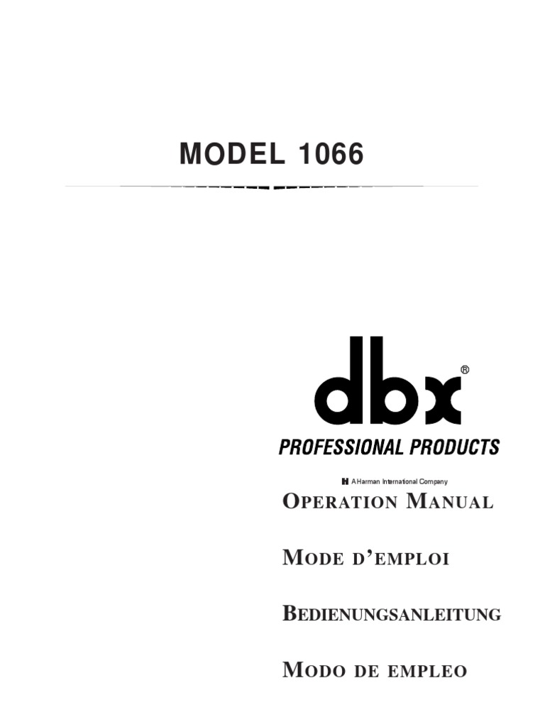 DBX 1066 Manual PDF | PDF | Equalization (Audio) | Ac Power Plugs And Sockets