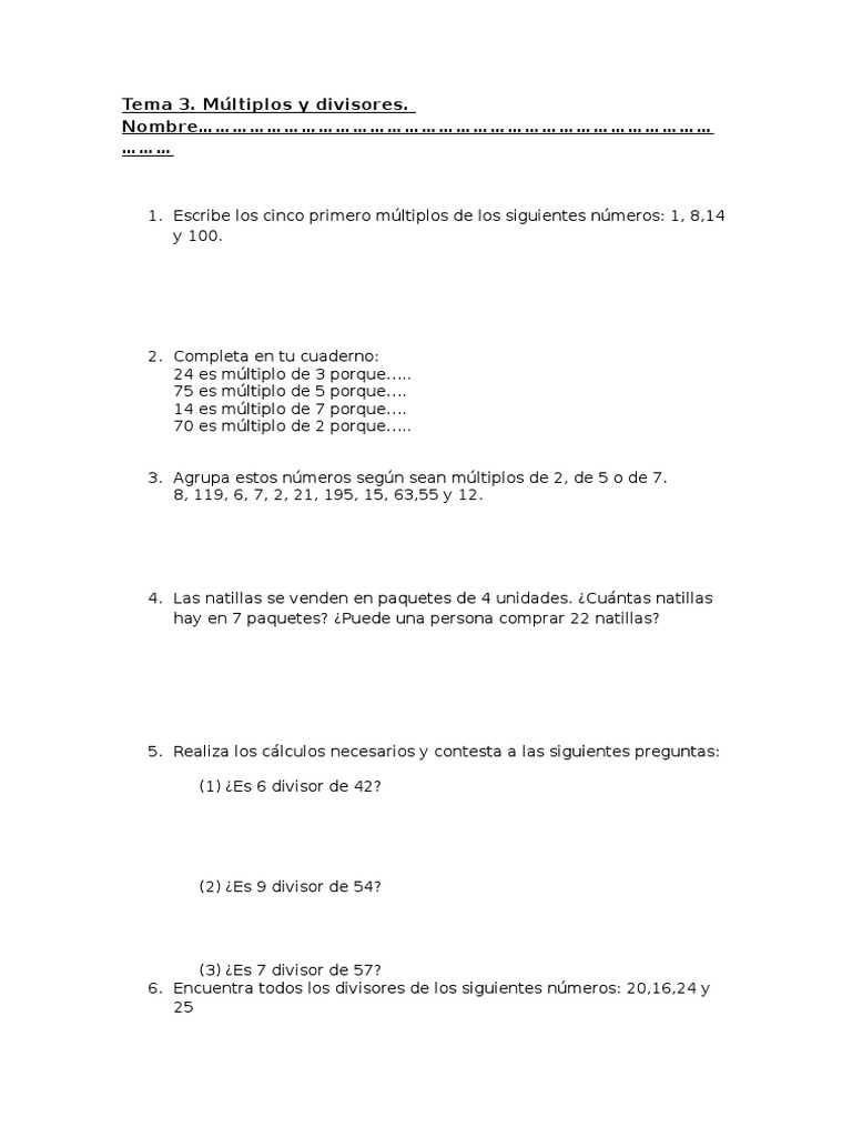 Tema 3 Multiplos y Divisores | PDF