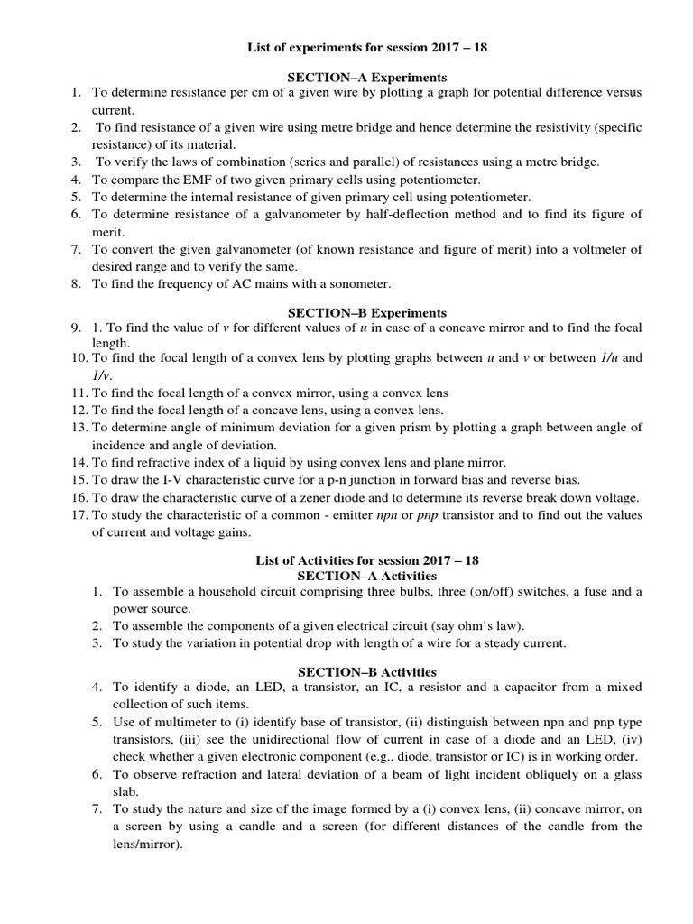 List of Experiments For Session 2017 PDF | PDF | Bipolar Junction ...