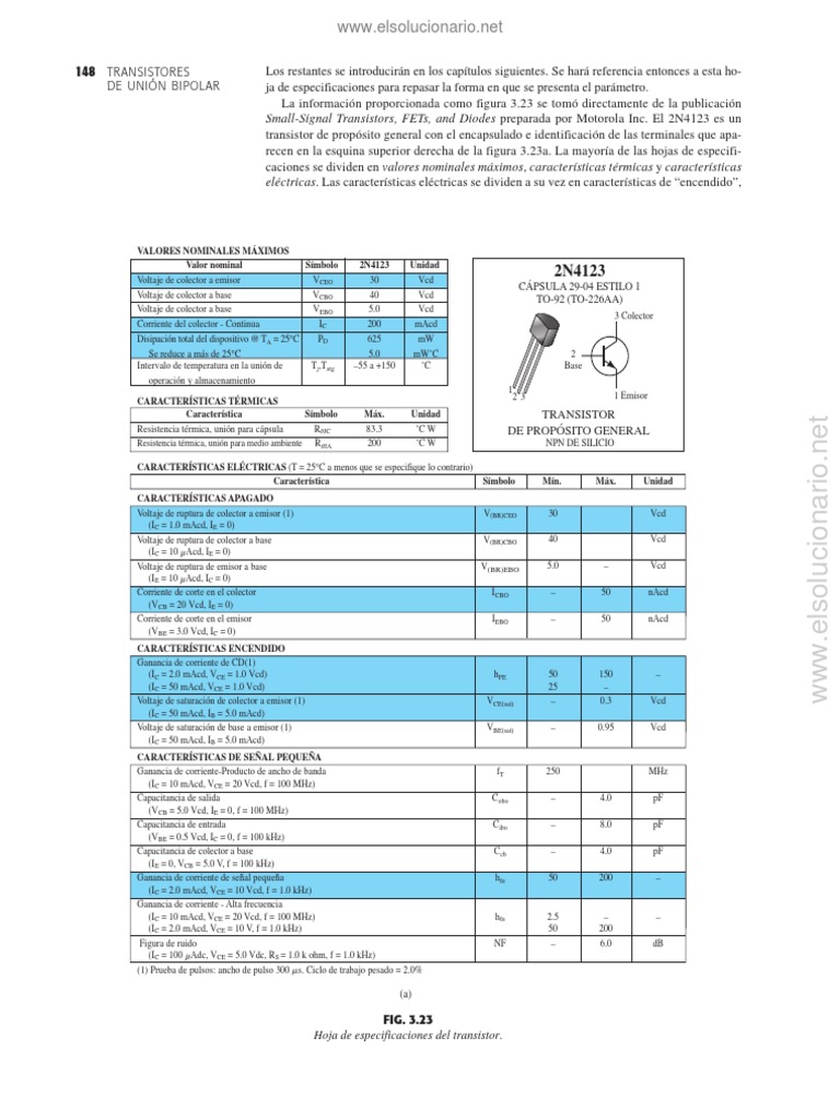 Hoja de Datos de Transistores BJT | PDF | Transistor | Transistor de unión bipolar