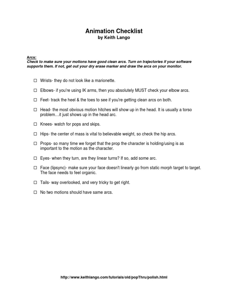 Animation Checklist | PDF | Nature | Leisure