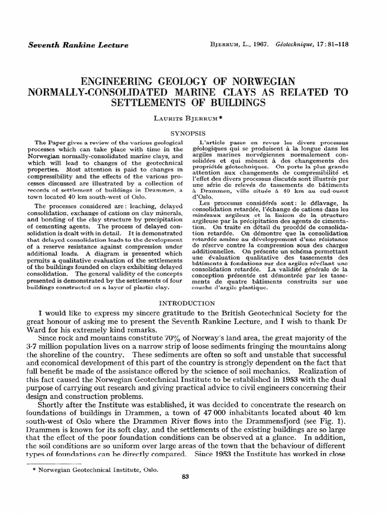 Engineering Geology of Norwegian Normally-Consolidated-Bjerrum | PDF | Soil Mechanics | Strength ...