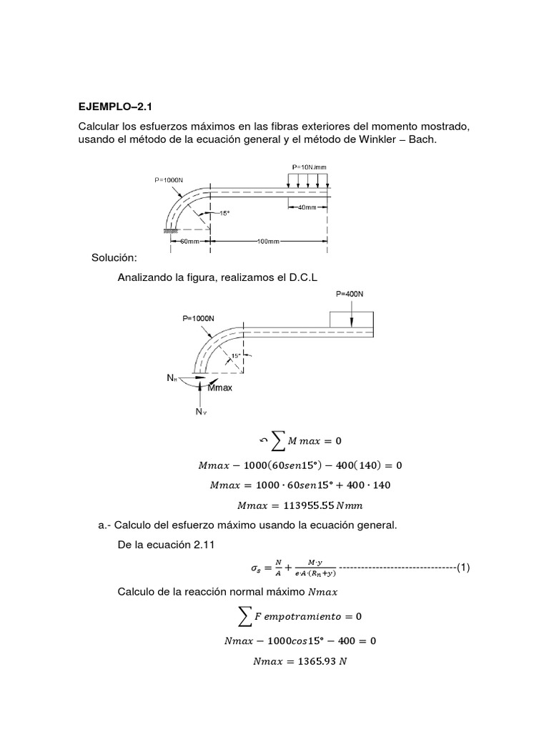 Problema de Vigas Curvas Con Cargas | PDF | Enseñanza de matemática ...