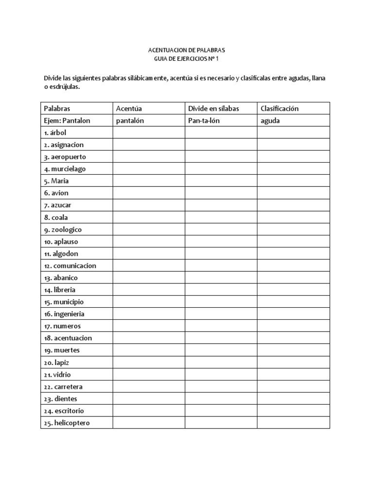 Test De Acentuación De Palabras – DCRBO