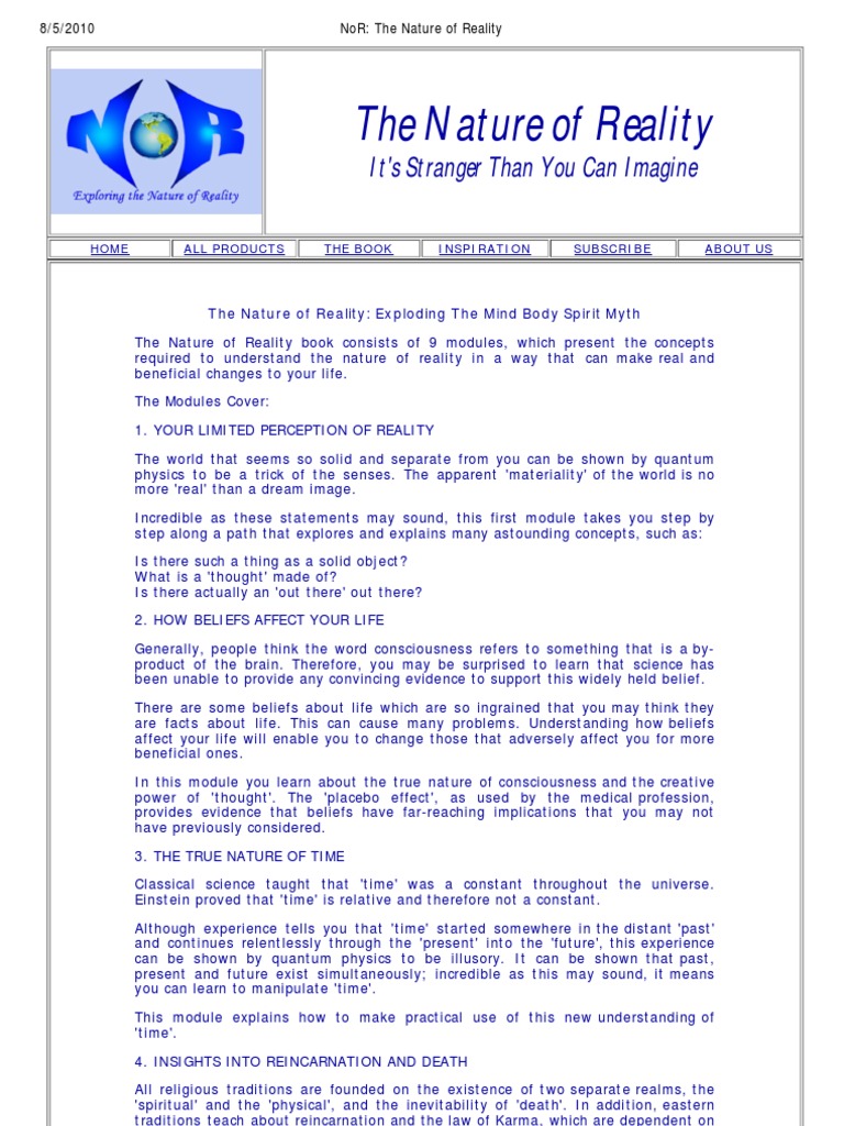 The Nature of Reality | PDF | Reality | Consciousness